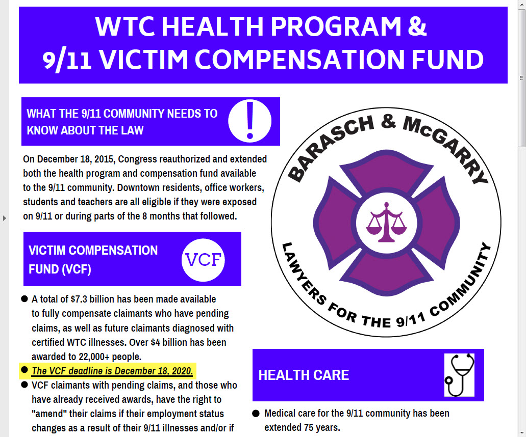WTC Health Program & 9/11 Victim Compensation Fund Information - 9/11 ...